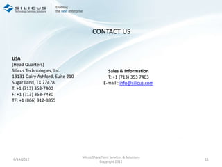 Silicus share point-overview-slideshare2 | PPTX