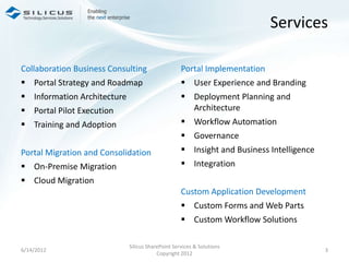 Silicus share point-overview-slideshare2 | PPTX