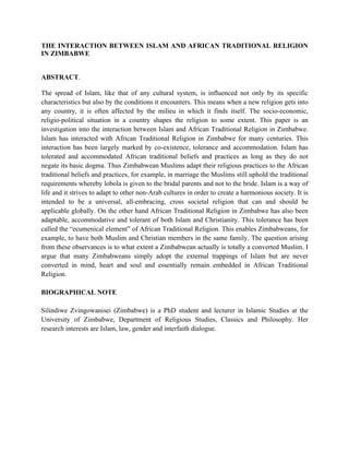 The interaction between Islam and African traditional religion in ...