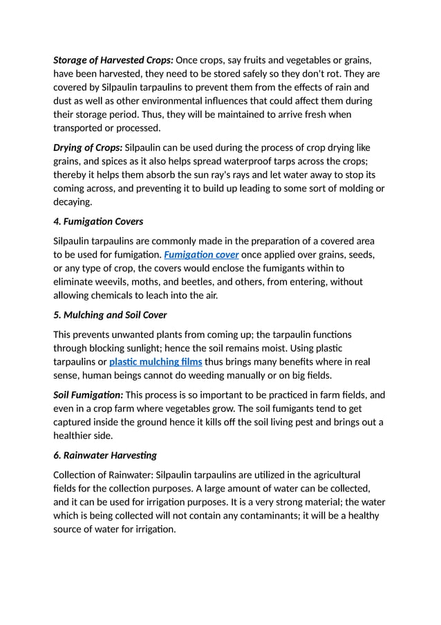 Silpaulin Plastic Tarpaulin The Best Protector of Agricultural Use | PDF