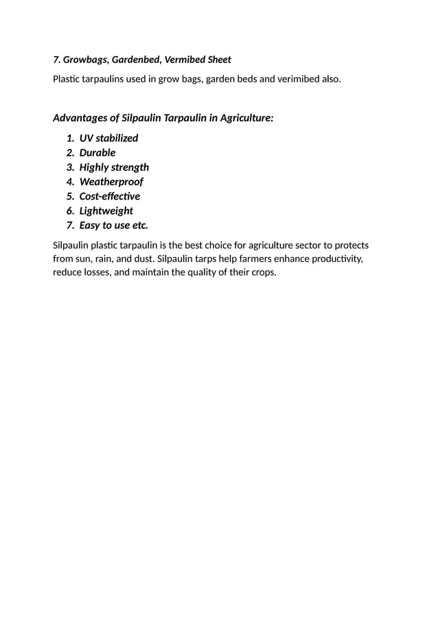 Silpaulin Plastic Tarpaulin The Best Protector of Agricultural Use | PDF