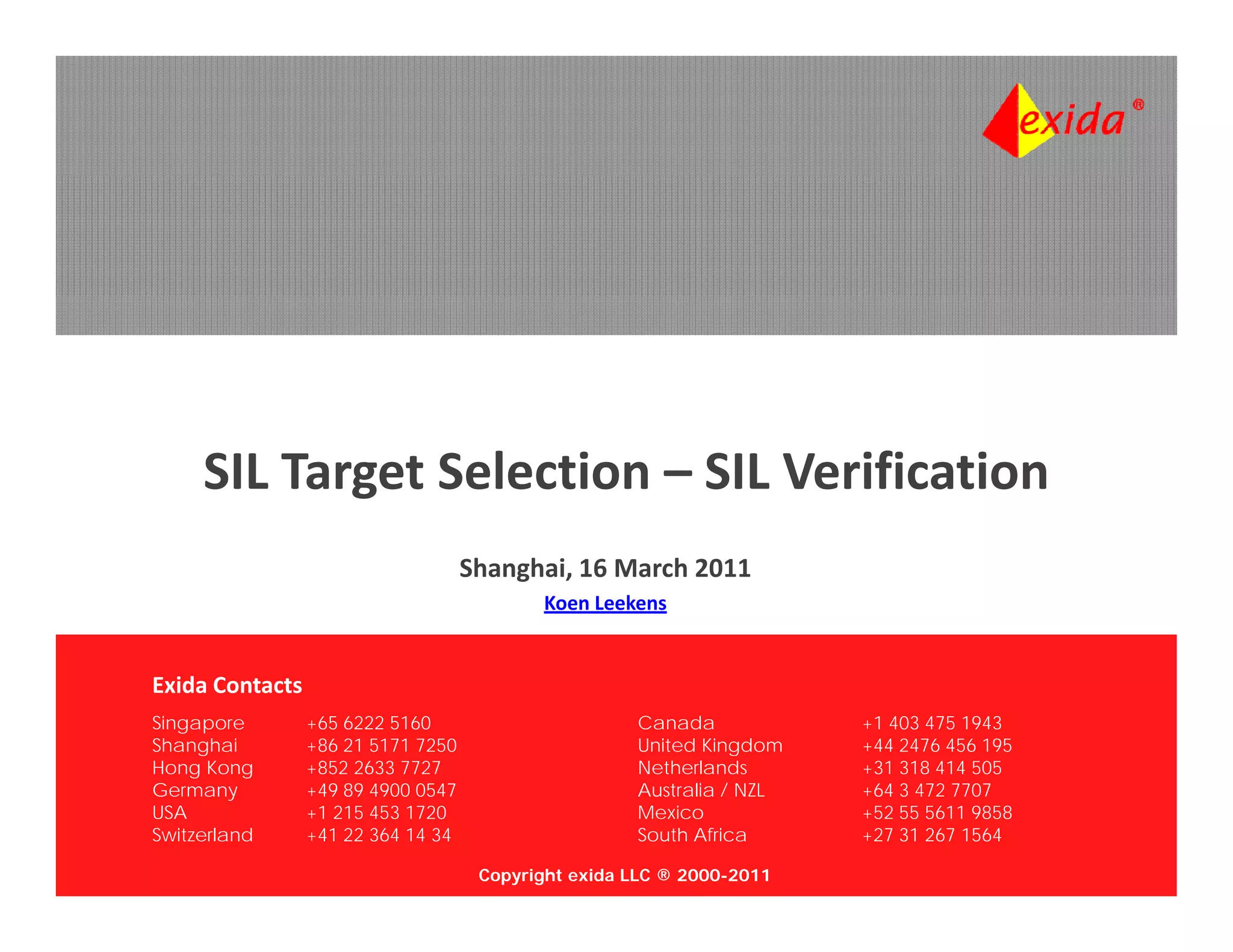 Sil target selection verification exida | PDF