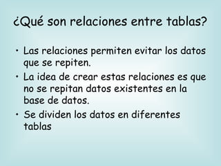 Relaciones entre tablas de access. | PPT