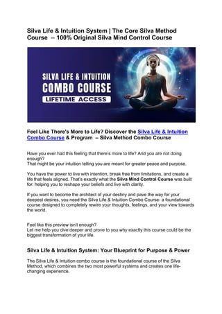 Silva Life & Intuition System | The Core Silva Method Course | PDF