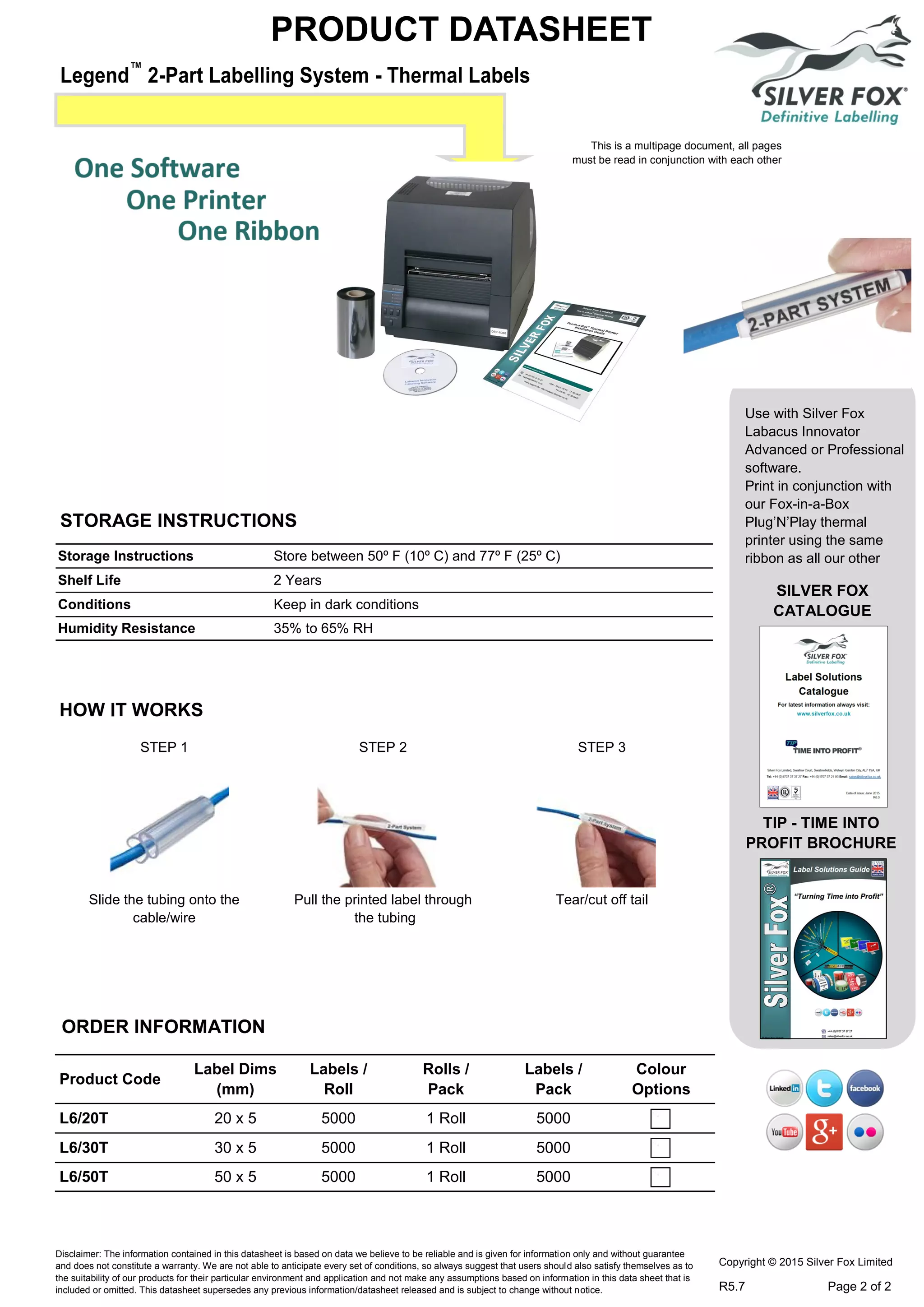 Silver Fox 2-Part Labelling - Thermal Cable Labels | PDF
