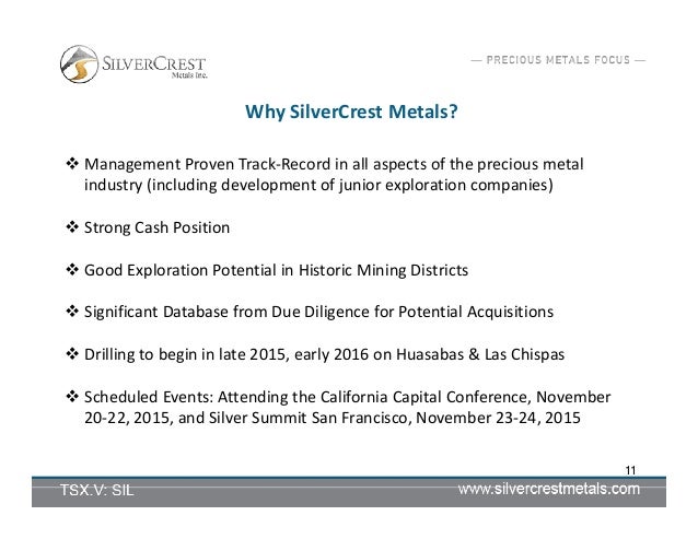 SilverCrest Metals TSX.V: SIL Oct 2015 Corporate Presentation
