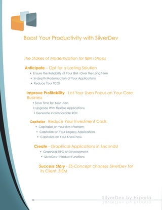 SilverDev: Modernize Your IBM i User Experience | PDF