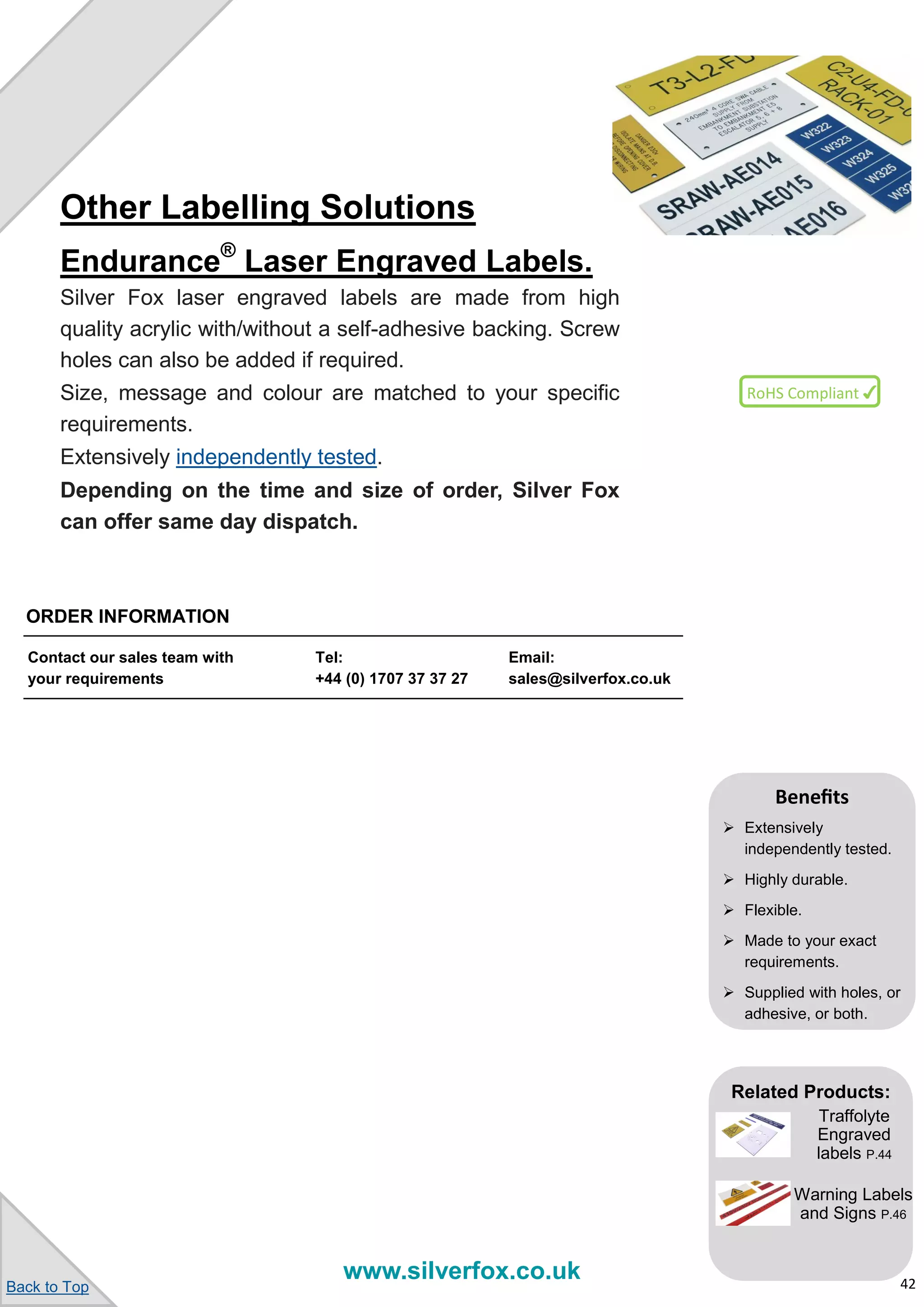 Silver Fox Cable Labelling And Marking Product Catalogue 2015 | PDF