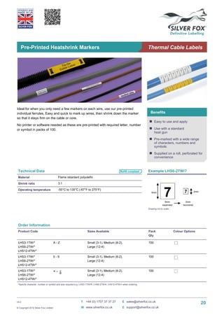 Silver Fox Heatshrink Cable Markers - Pre-Printed | PDF | Science