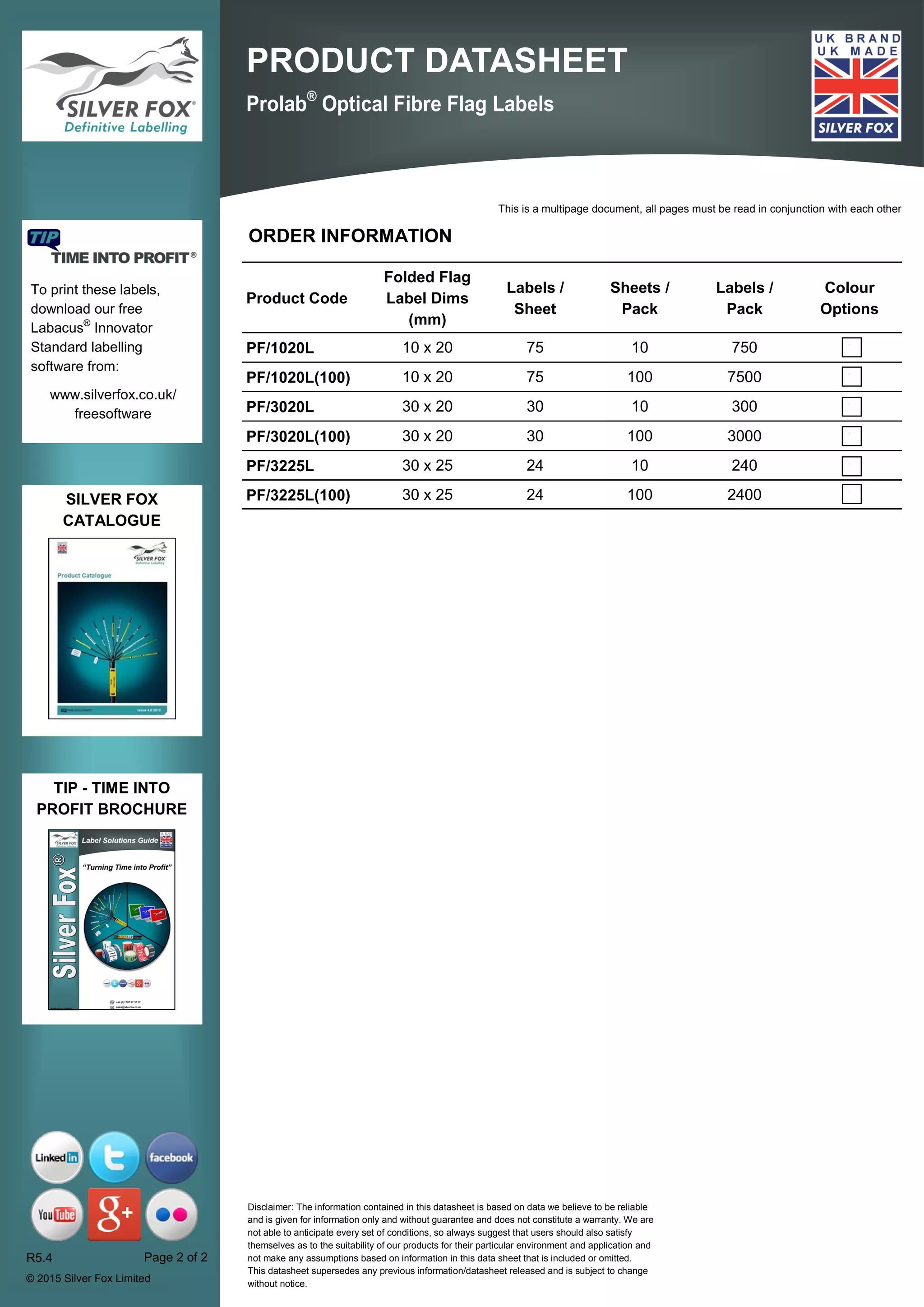 Silver Fox Optical Fibre Cable Labels | PDF