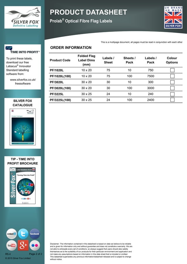 Silver Fox Optical Fibre Cable Labels | PDF