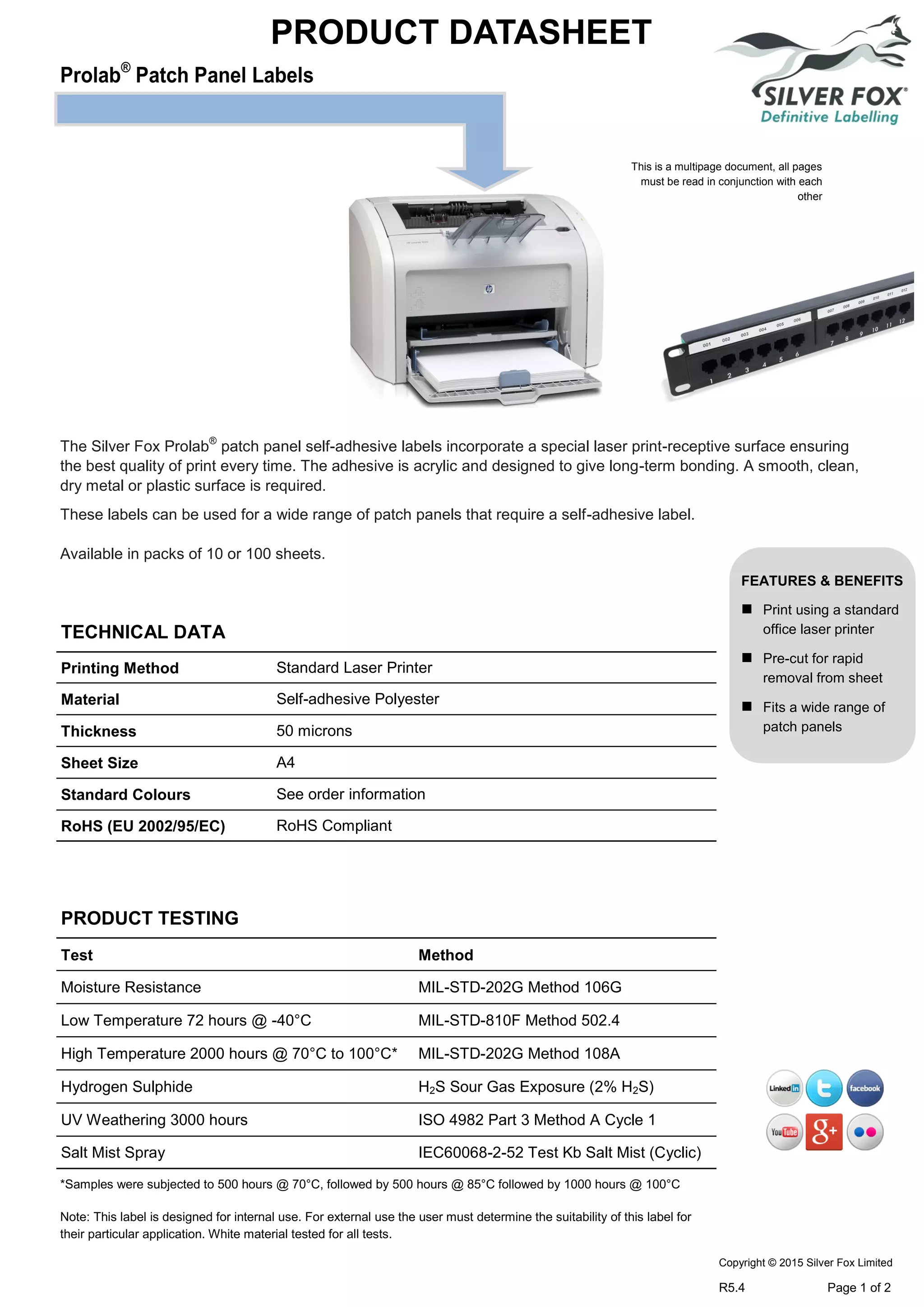 Silver Fox Patch Panel Equipment Labels | PDF