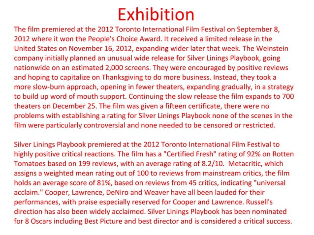 Silver linings case study | PPT | Movies | Entertainment