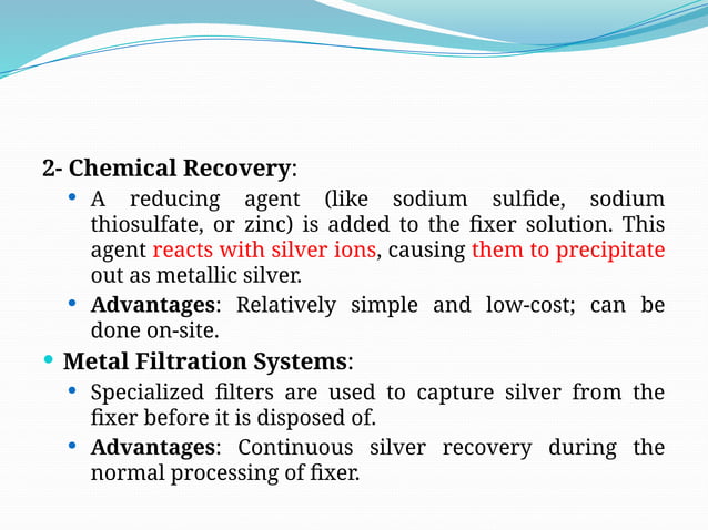 Silver recovery in radiology fixer solutions.pptx | Chemistry | Science