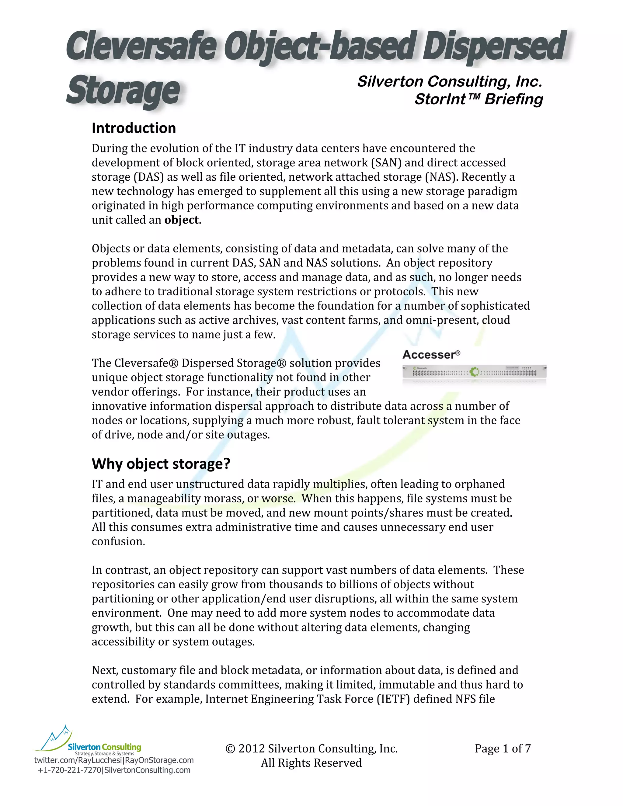 Silverton cleversafe-object-based-dispersed-storage | PDF
