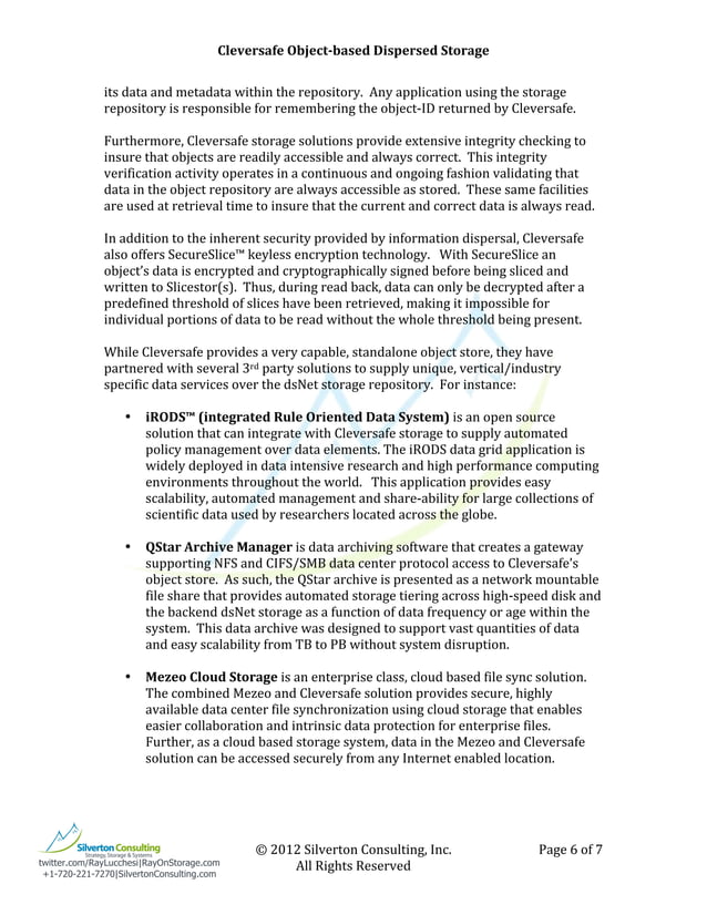 Silverton Cleversafe Object Based Dispersed Storage Pdf