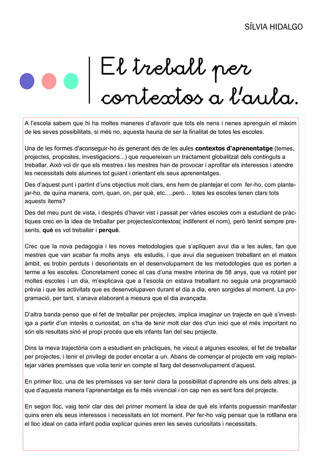 El treball per contextos | PDF