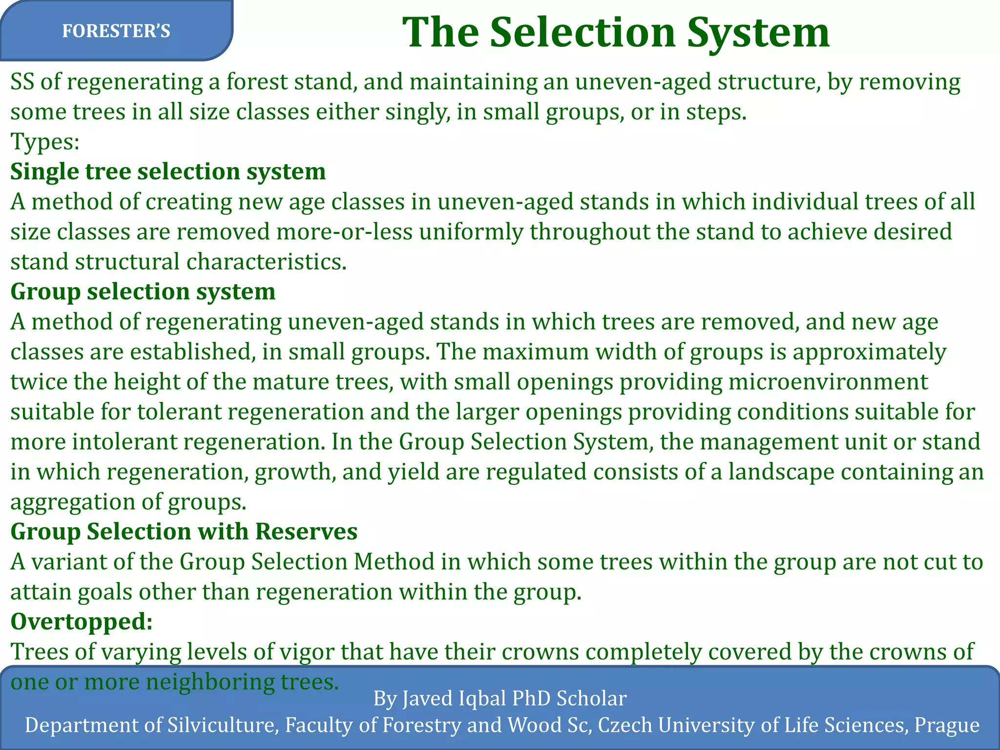 Silvicultural system | PDF