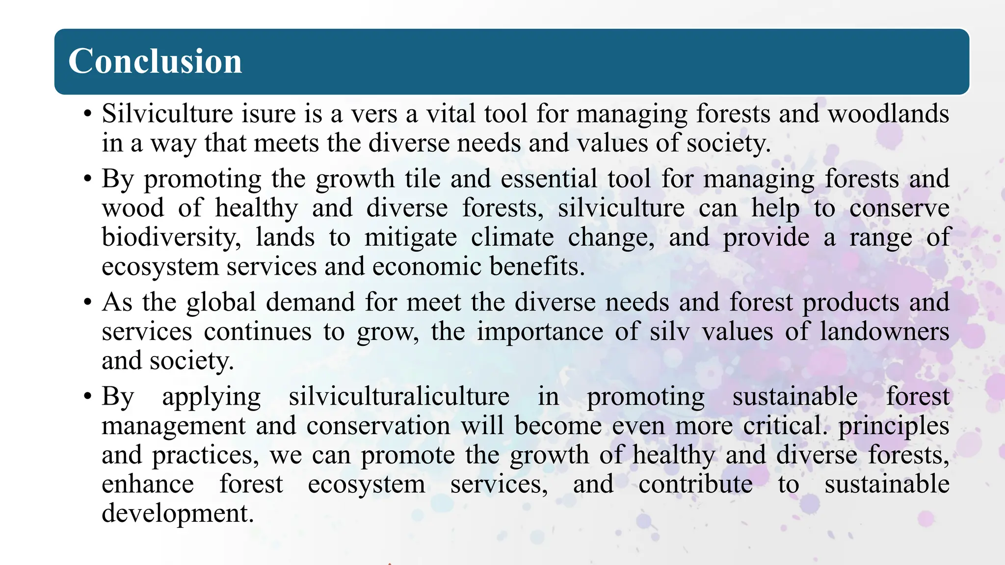 Silviculture and its verse applications | PPTX