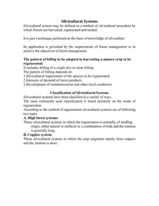 Silviculture iof (silviculture system) | DOC