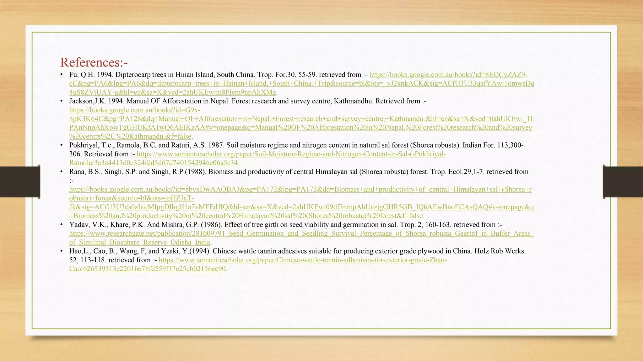 Silviculture of sal tree | PPTX