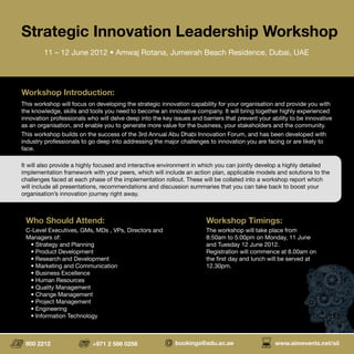 Startegic Innovation Leadership Workshop | PDF