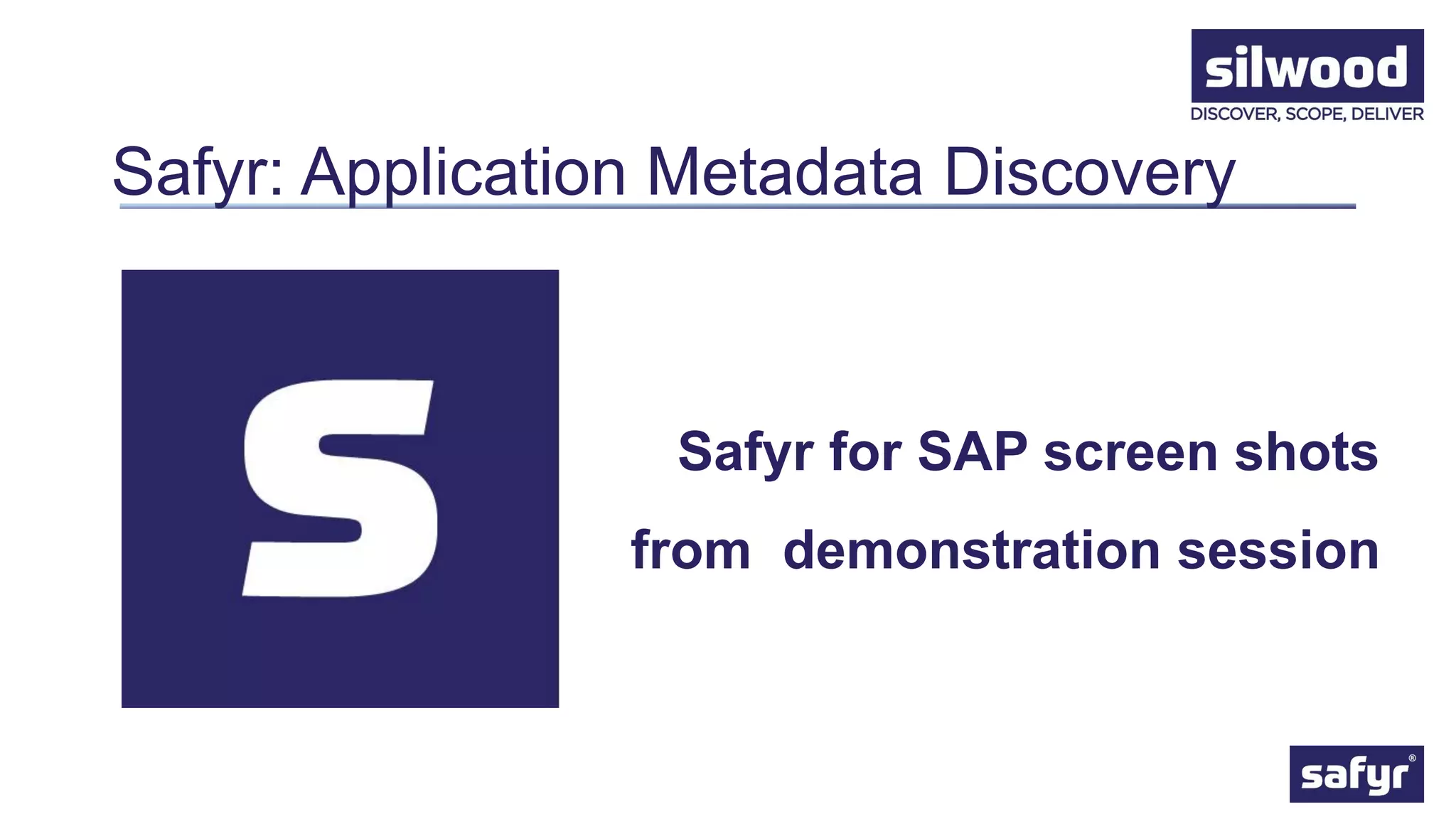 Using Safyr to navigate and analyse SAP data model demonstration screen ...