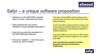 Using Safyr to navigate and analyse SAP data model demonstration screen ...