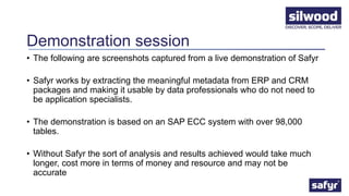 Using Safyr to navigate and analyse SAP data model demonstration screen ...
