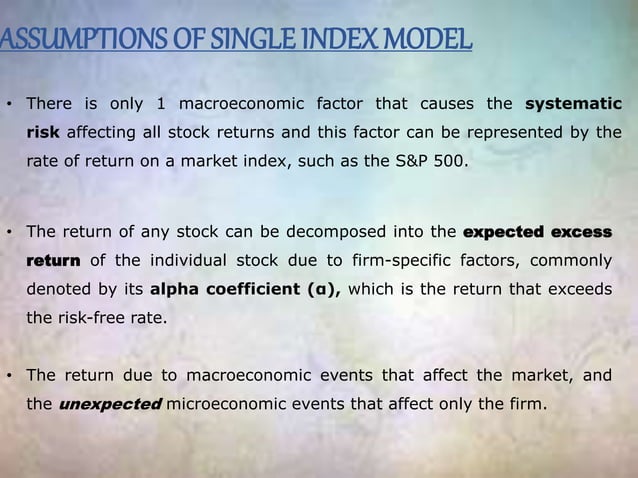 Single index model | PPTX | Stocks and Bonds | Personal Investing