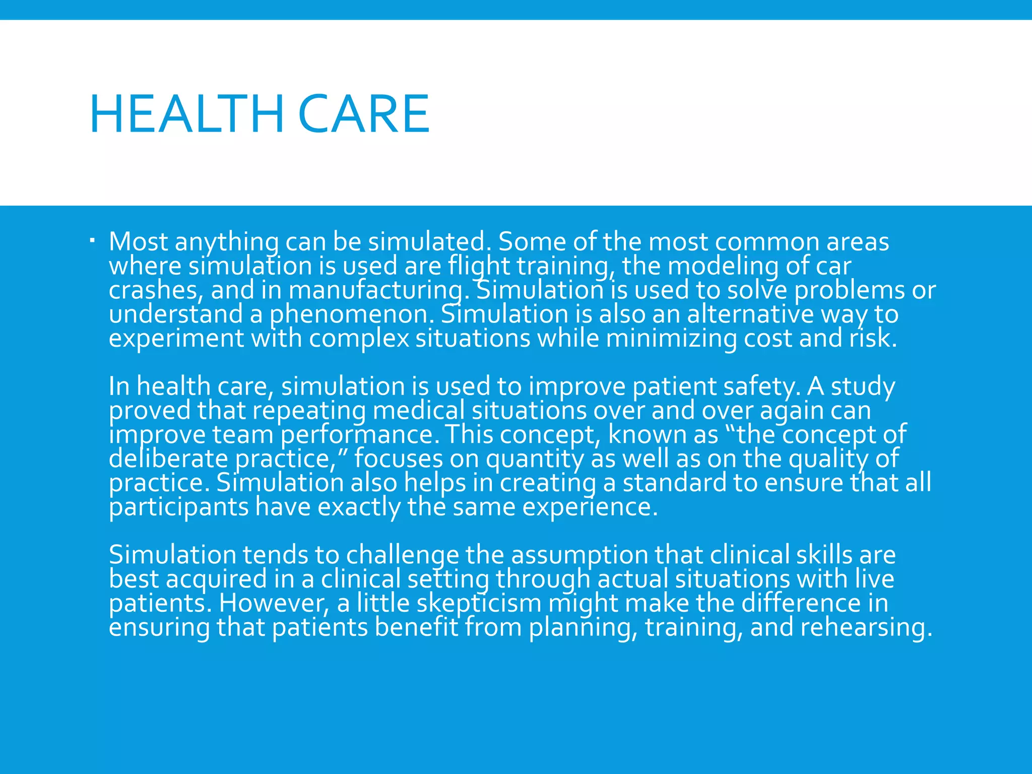 Introduction to Simulation in Health Care | PPTX