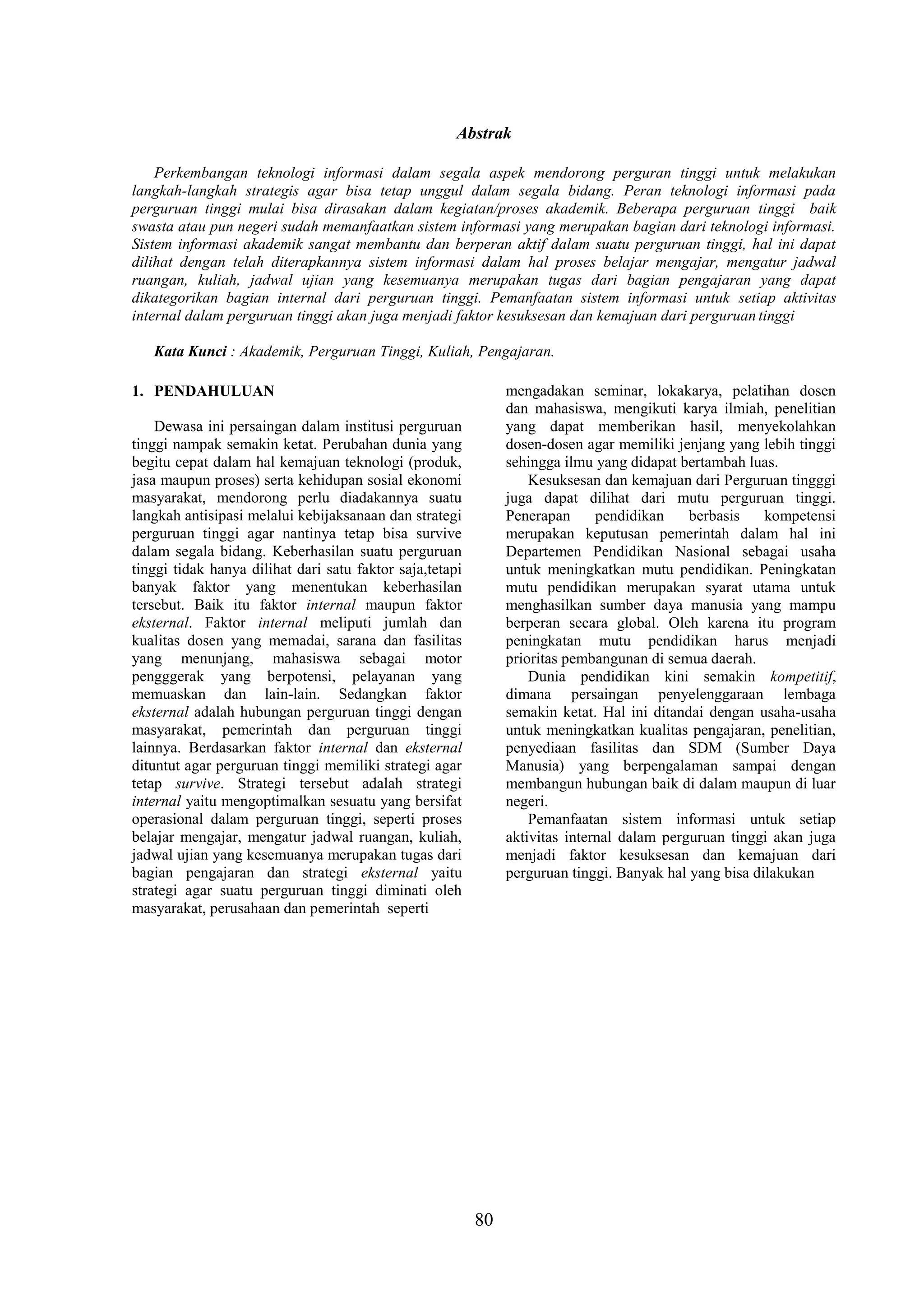 Sim 1, yulia ayu priscilla, hapzi ali, peranan sistem informasi pada perguruan tinggi ...