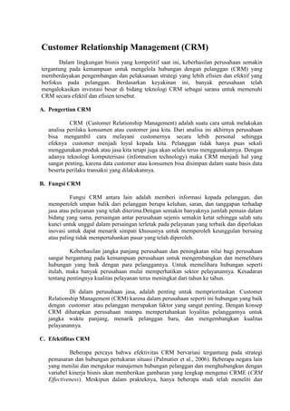 SIM-9, Indri Novika Sari, Hapzi Ali, Customer Relationship Management (CRM) dan Sistem Proses ...