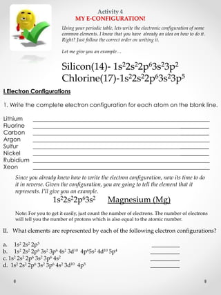 SIM on Electronic Configurations | PPTX | Chemistry | Science