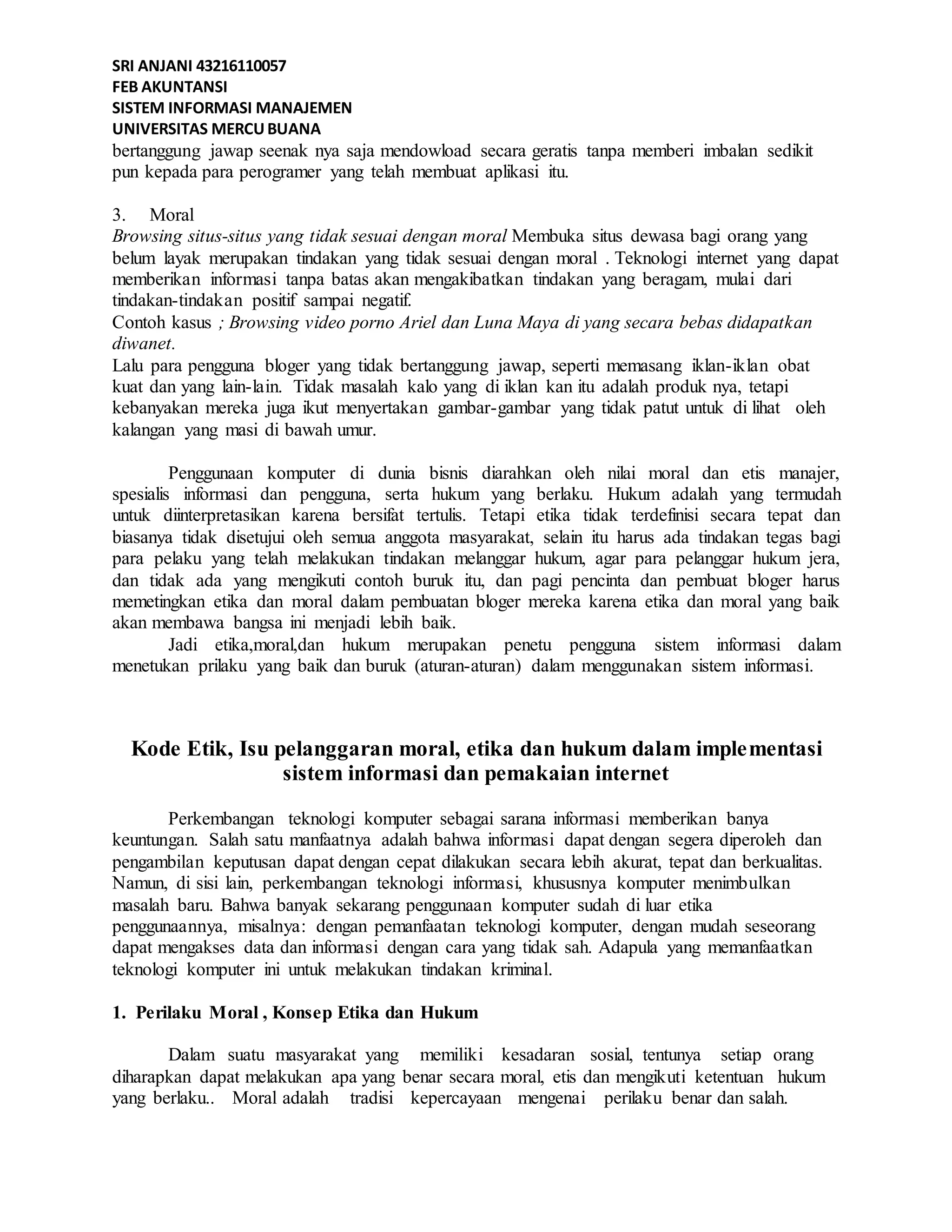 Sim 11, sri anjani,prof. dr. ir. hapzi ali m.m. cma, implikasi etis ti ...