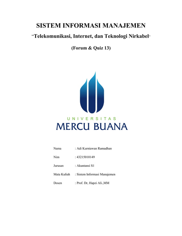 SIM 13, Adi Kurniawan Ramadhan, Hapzi Ali, Telekomunikasi, Internet, dan Teknlogi Nirkabel ...