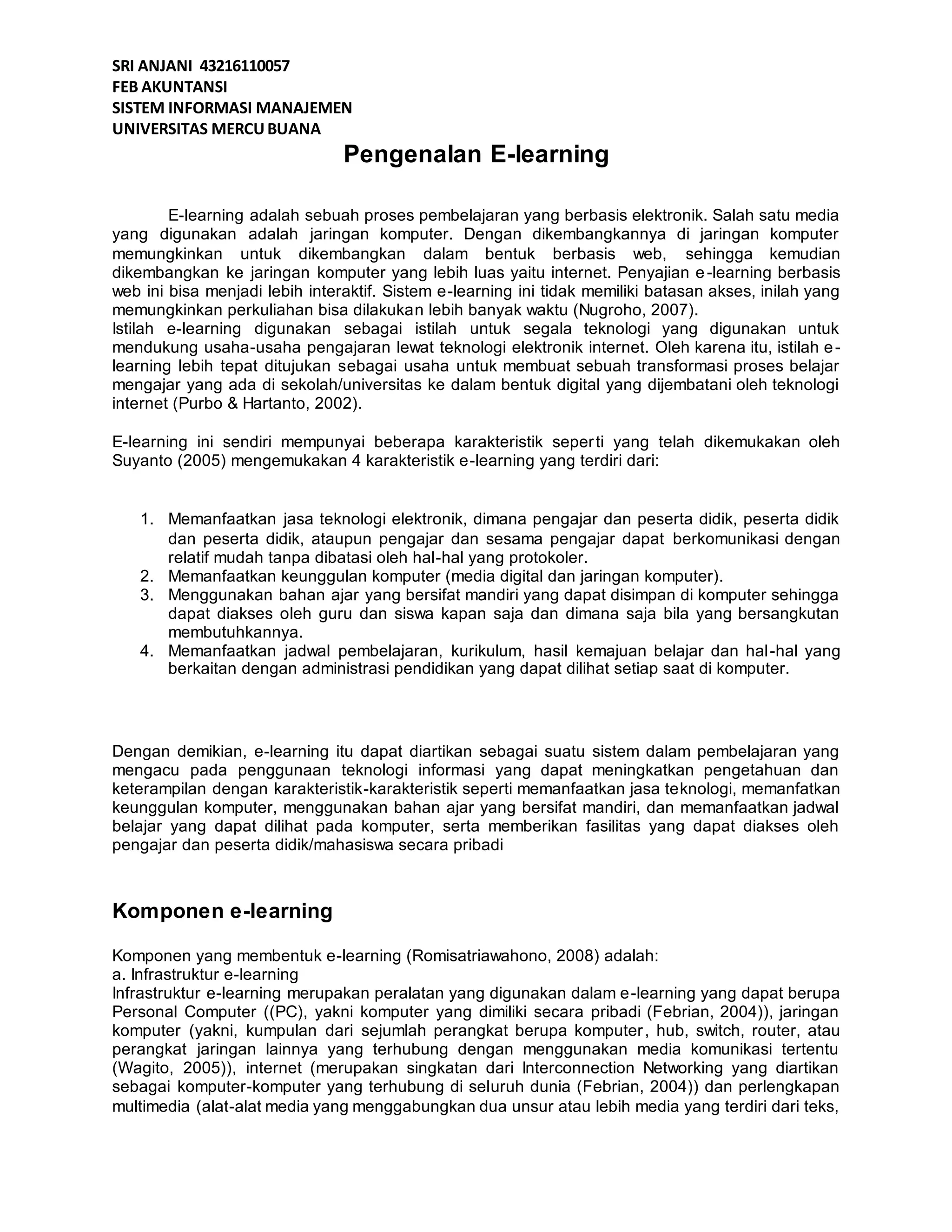 Sim 14, sri anjani,prof. dr. ir. hapzi ali m.m. cma, pengenalan elearning, universitas mercu ...