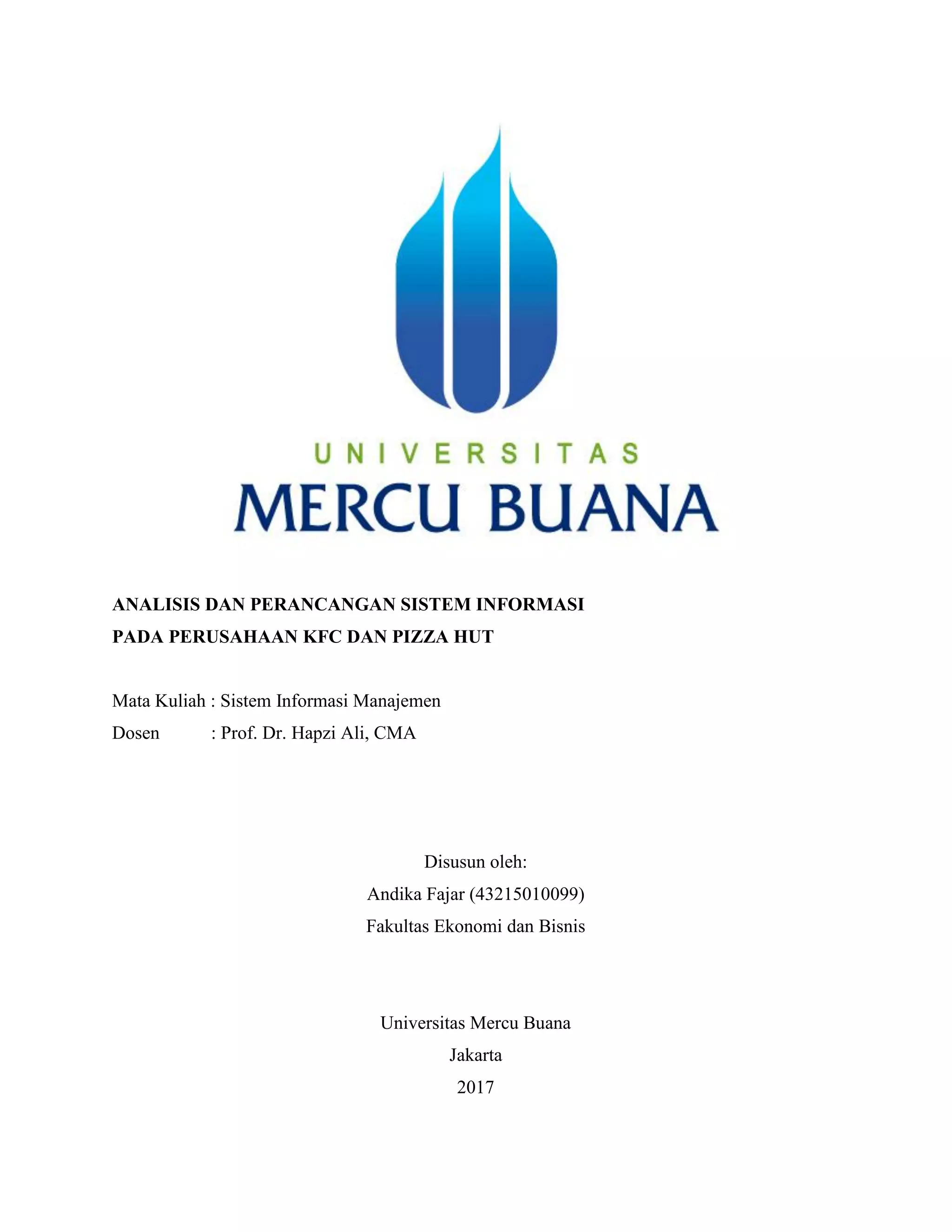Sim, 15, andika fajar, hapzi ali, analisis dan perancangan sistem informasi. tugas uas ...