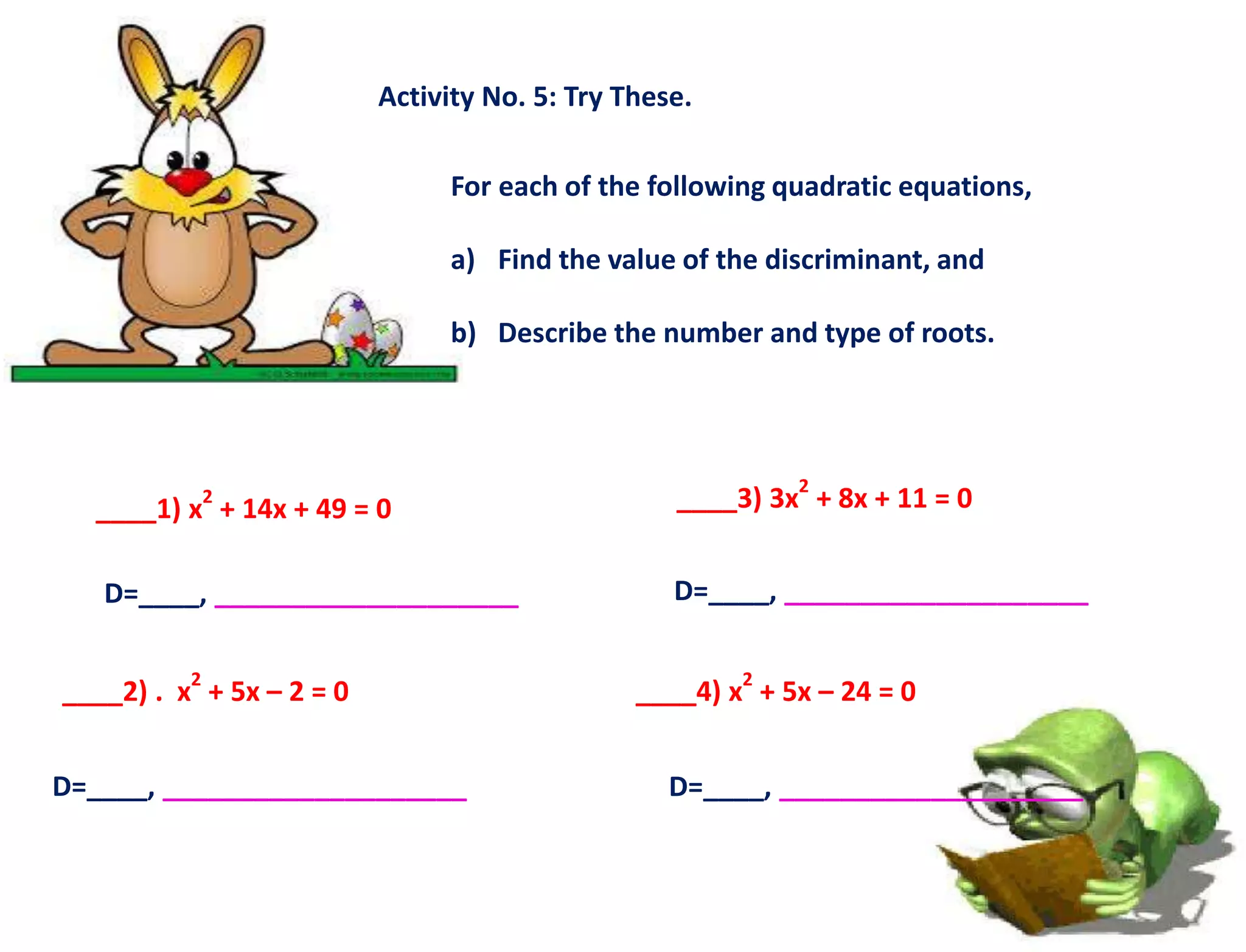 nature of the roots and discriminant | PPTX