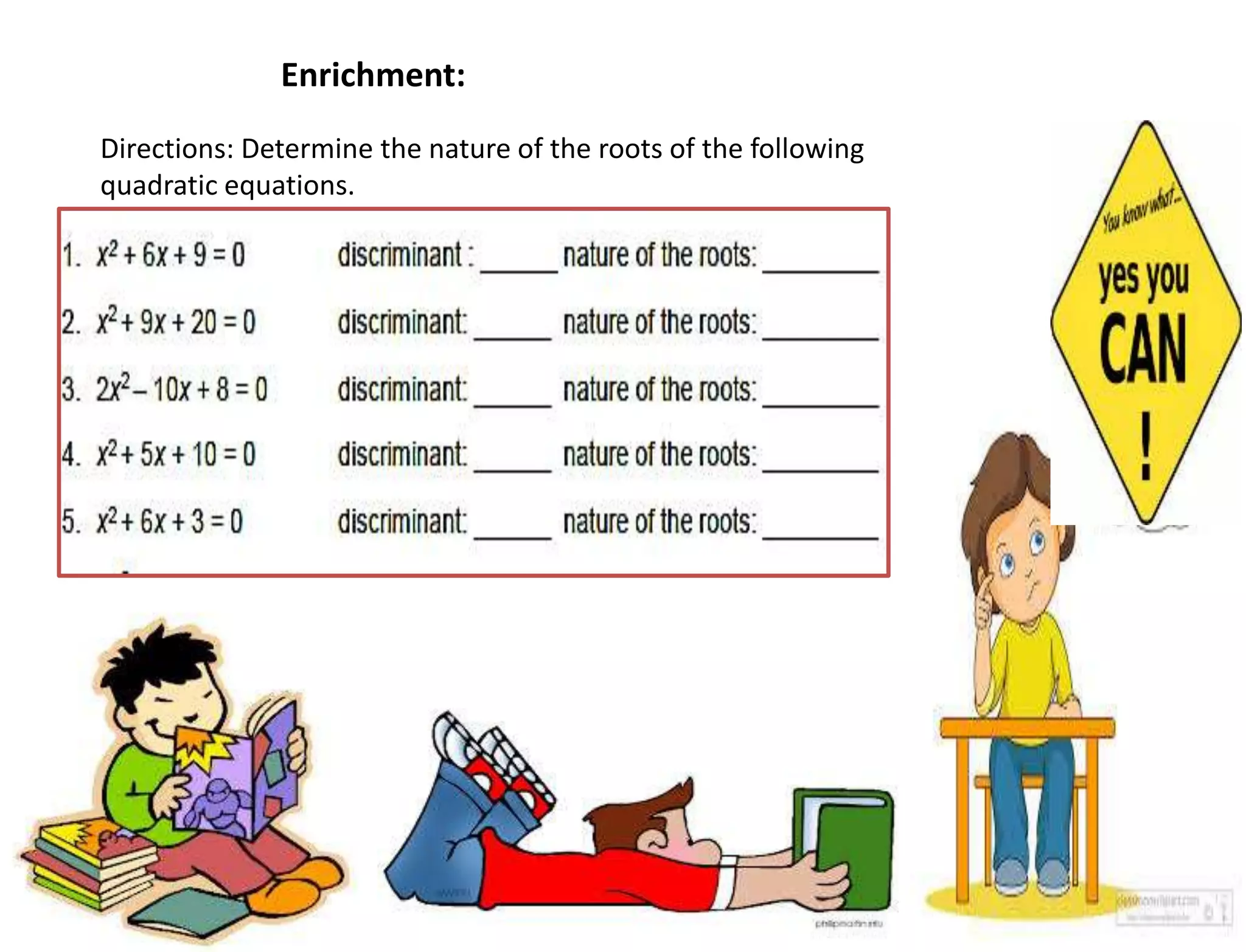 nature of the roots and discriminant | PPTX