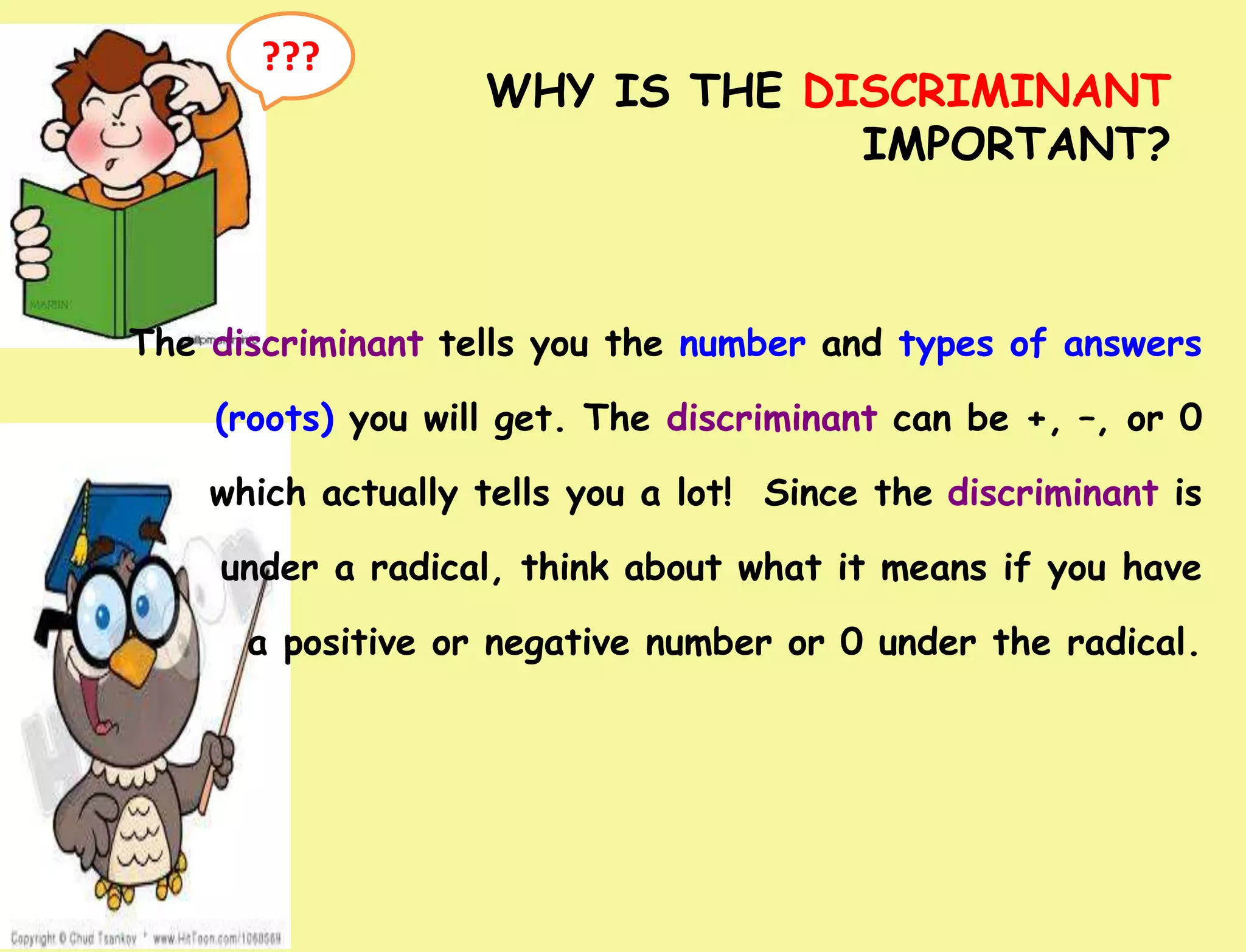 nature of the roots and discriminant | PPTX