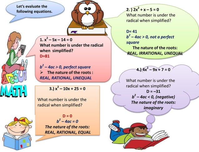nature of the roots and discriminant | PPTX | Physics | Science