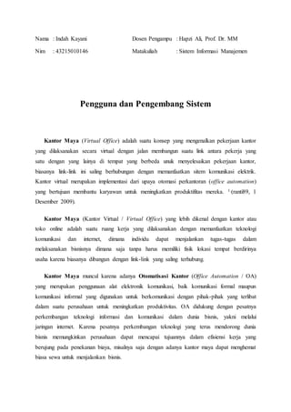 Indah Kayani_43215010146_Penggunaan dan Pengembangan Sistem_SIM_Hapzi Ali | PDF