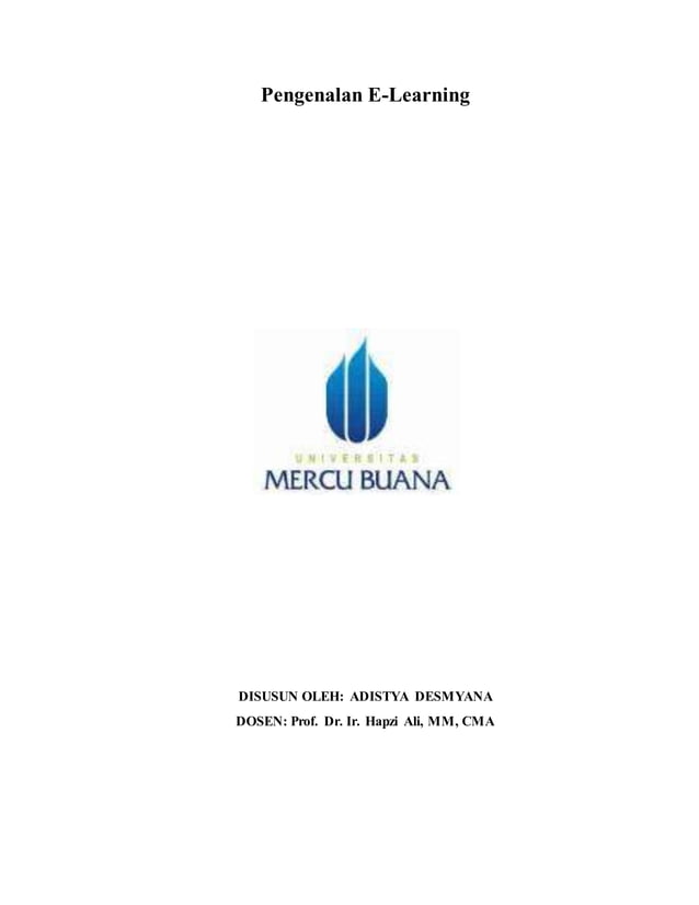 Sim, adistya desmyana, hapzi ali, pengenalan e learning, universitas mercubuana, 2017 | PDF