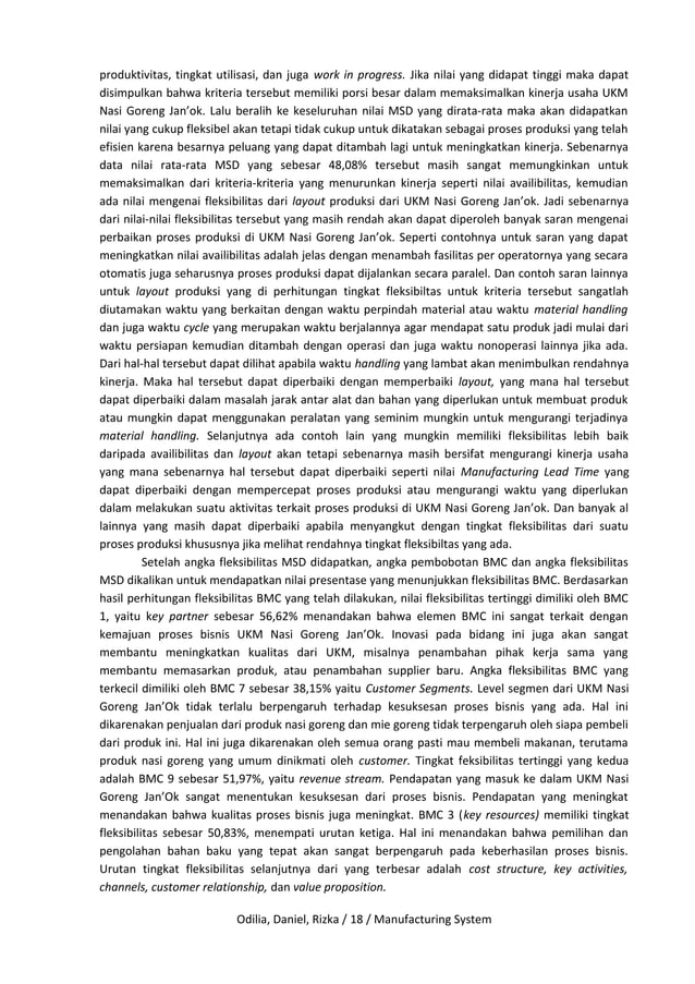 Integrasi Business Model Canvas dengan desain sistem manuafaktur dalam implementasi bisnis nasi ...