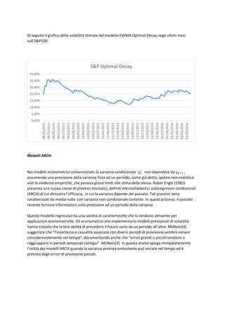 Simare la volatilità dalle serie storiche | PDF