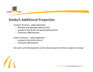 Simba Gold Corp. corporate presentation: January 2012 | PPT
