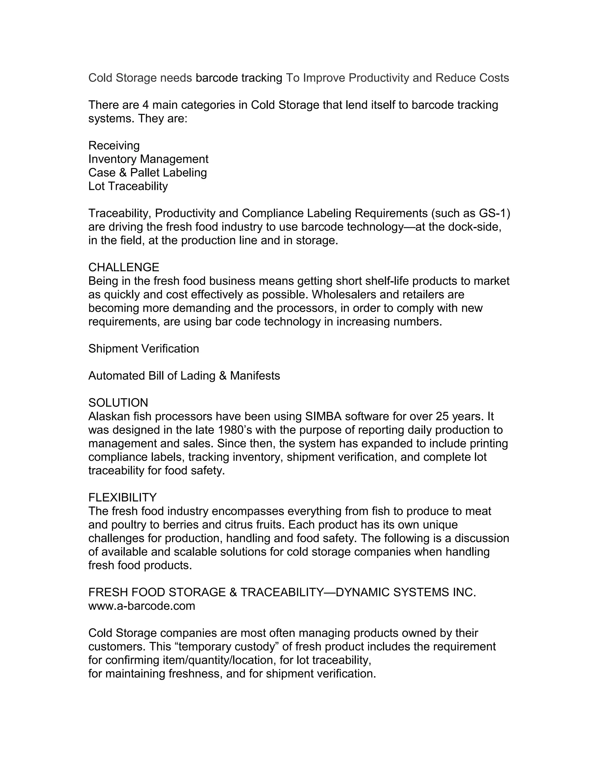 Cold Storage needs barcode tracking To Improve Productivity and Reduce ...