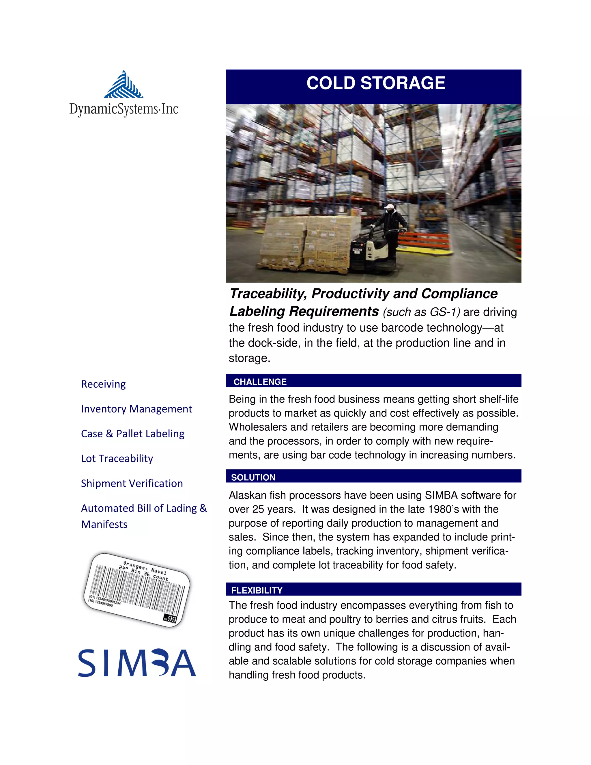 Simba cold storage 3rd party fresh food | PDF