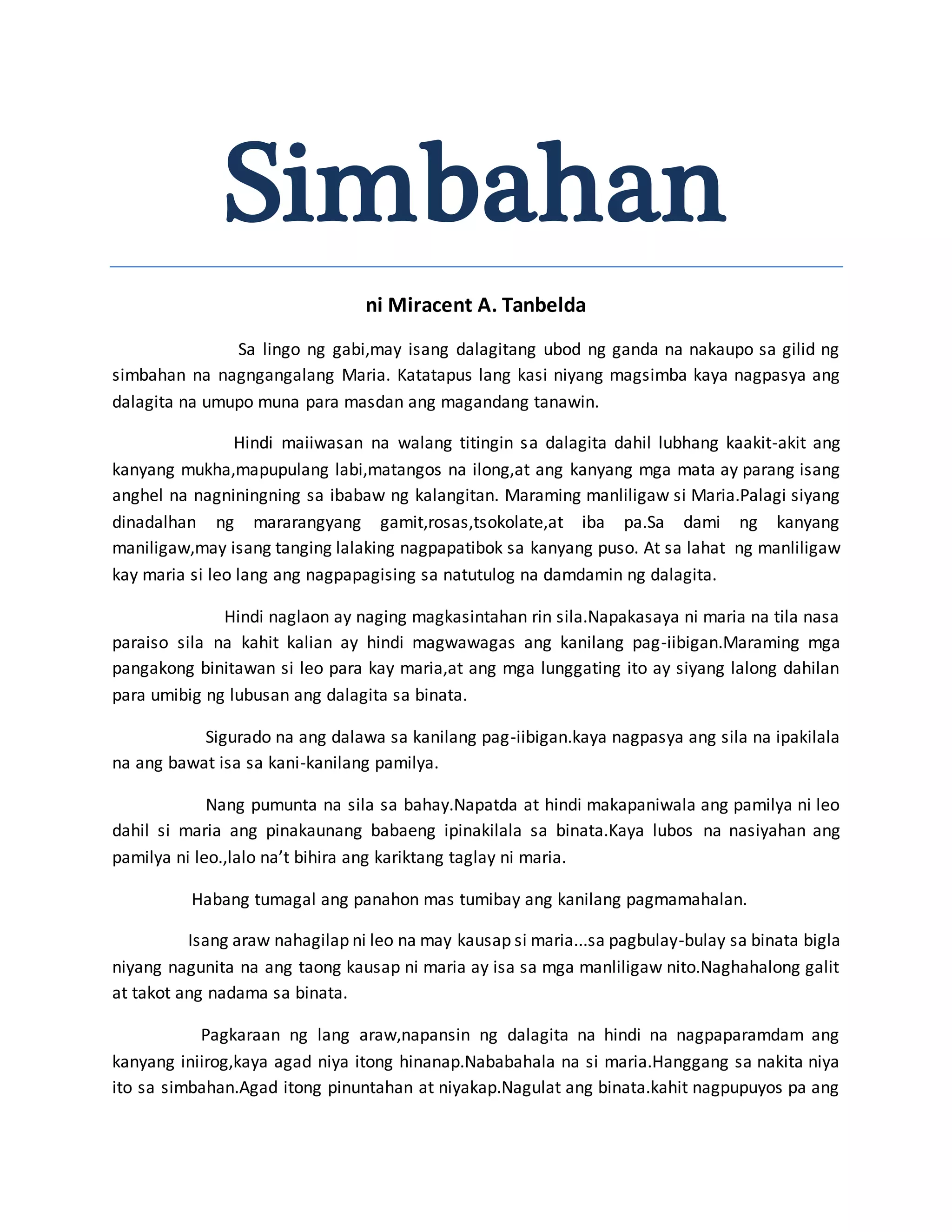 "Simbahan" - Miracent A. Tanbelda | PDF